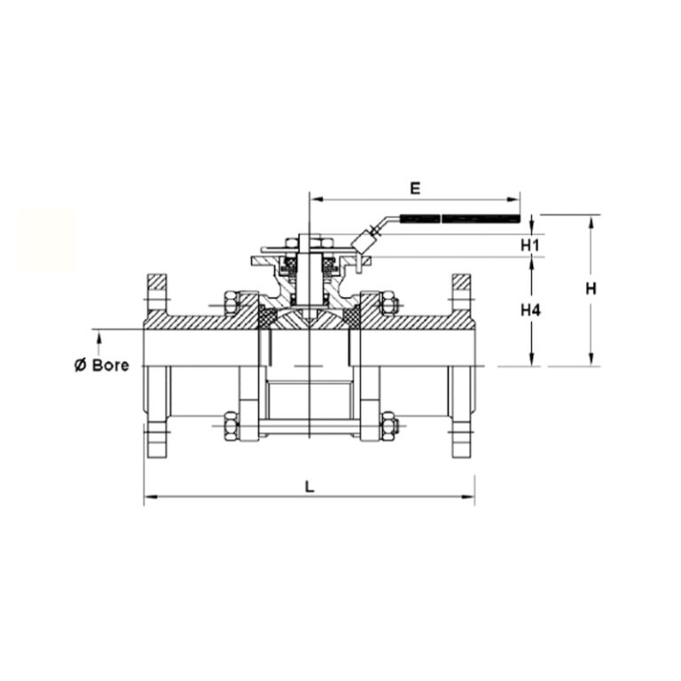 VÁLVULA DE BOLA 3 Pzas ACERO INOX PN40. BRIDAS DIN PN40 – Valveseal
